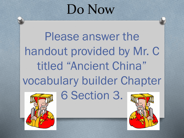 Han Dynasty: Ancient China Class Handout