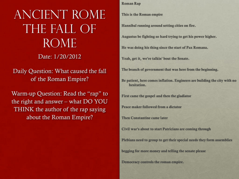 Fall of Rome: Lesson Plan & Primary Source Analysis