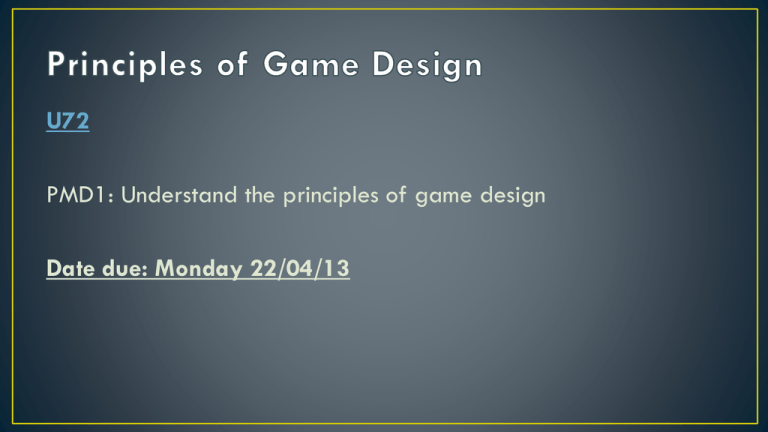 Game Design Principles: Visuals & Gameplay