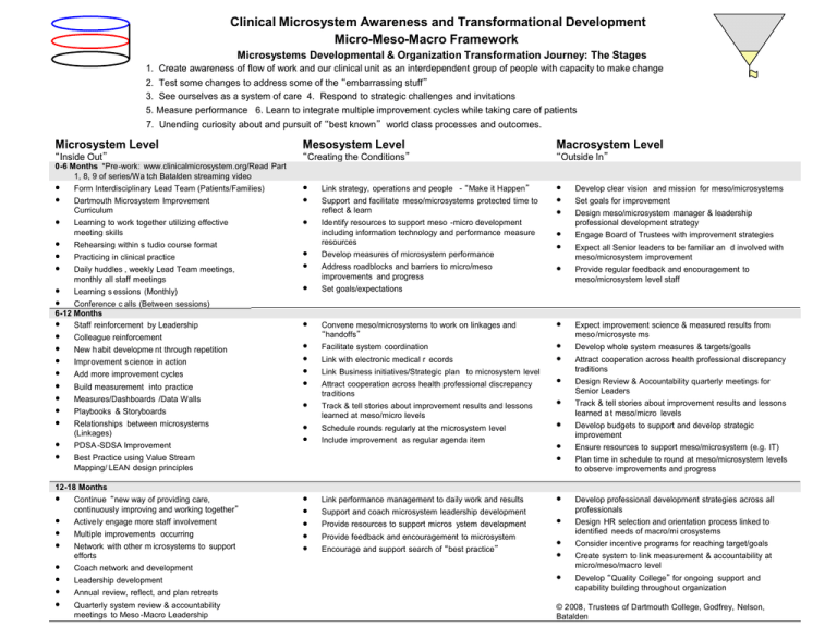 Clinical Microsystem Transformation Framework