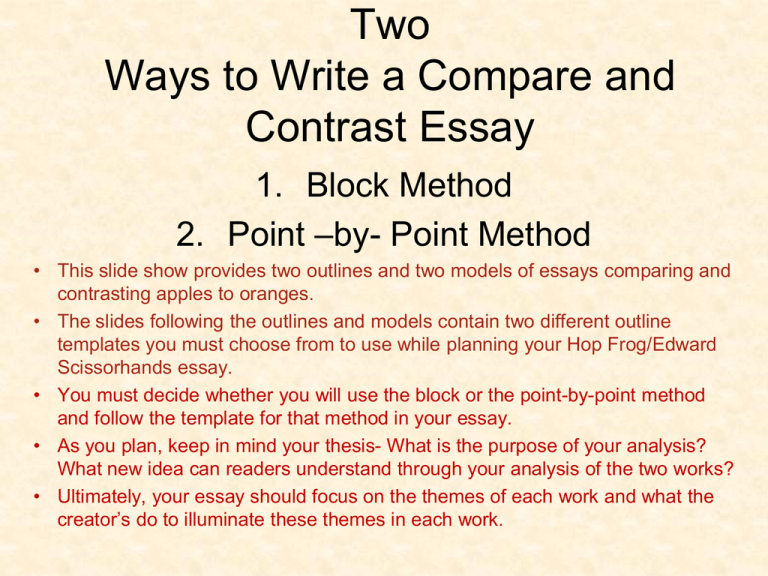 Compare & Contrast Essay: Block vs. Point-by-Point Methods