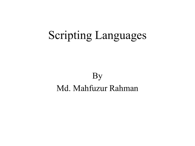 Scripting Languages University Of Manitoba