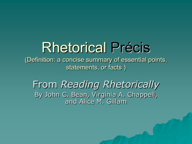 Rhetorical Précis: Definition & Structure