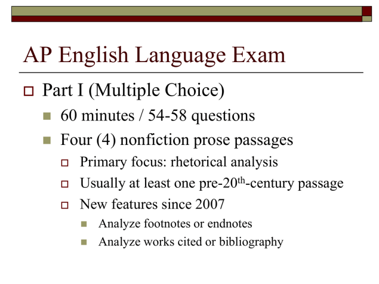 AP English Language Exam: Structure & Rhetorical Devices