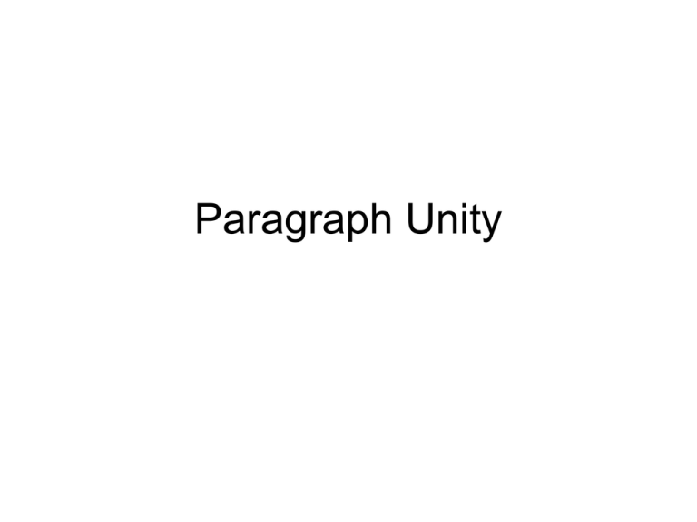 Paragraph Unity: Writing Effective Paragraphs