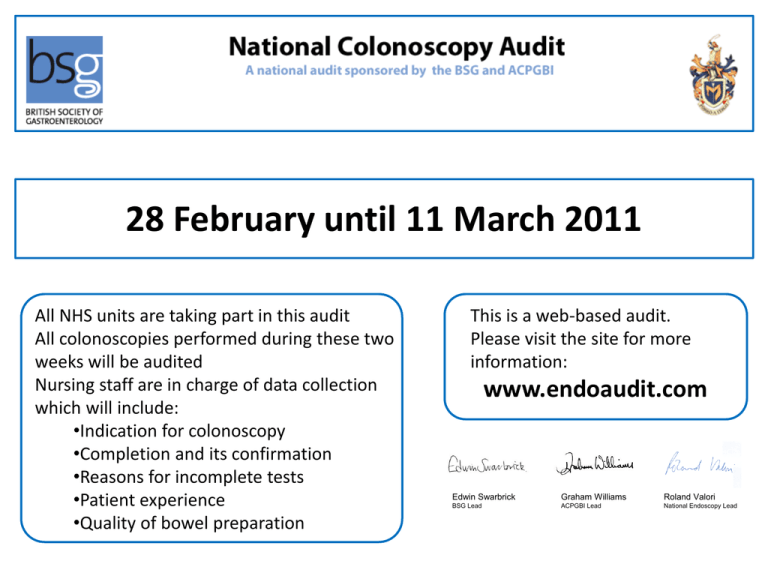 Audit Poster - BSG Colonoscopy Audit