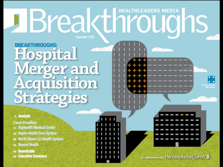 Hospital Merger and Acquisition Strategies