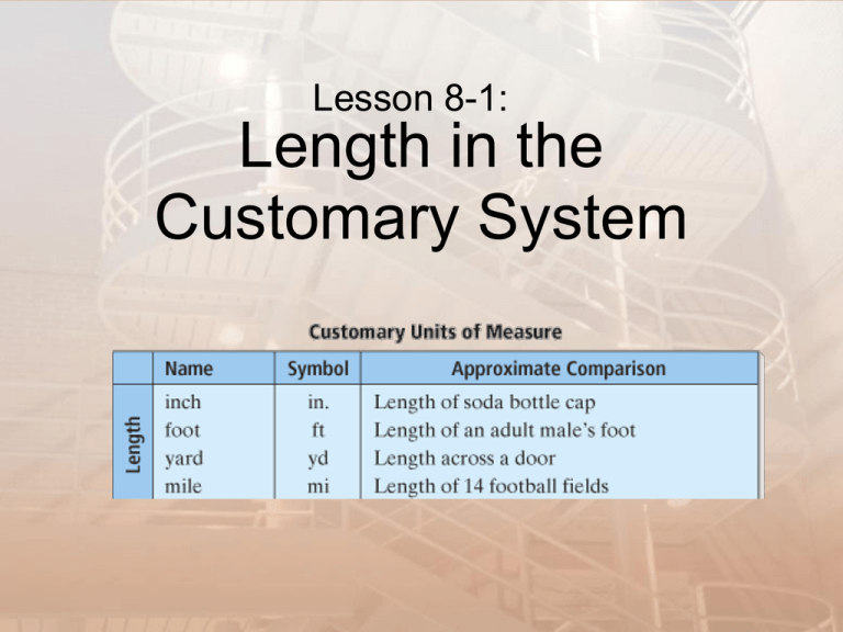 8-1 Lenght in the Customary System