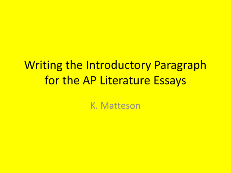 AP Literature Essay Intro Paragraphs: A Guide