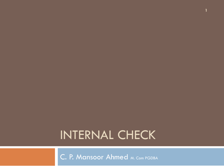 Internal Check: Accounting Controls & Procedures