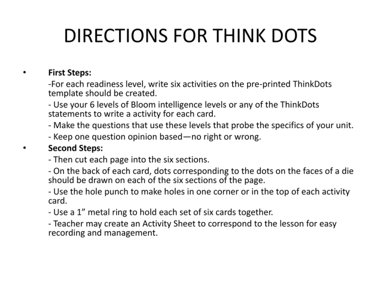 Algebra Think Dots: Differentiated Activities