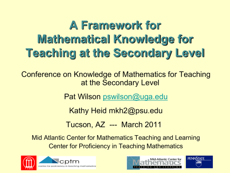 Mathematical Knowledge For Teaching At The Secondary Level