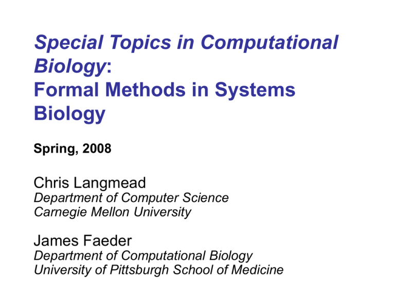 Formal Methods in Systems Biology: Presentation