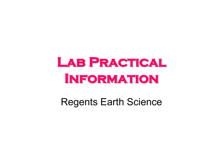 Regents Earth Science Lab Practical Exam Information