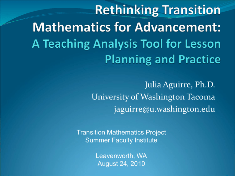 Julia Aquirre - Transition Mathematics Project