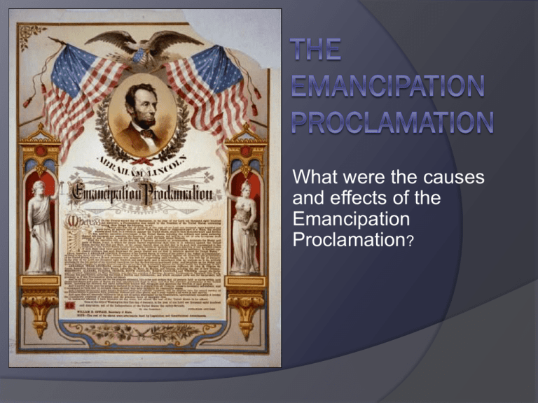 Emancipation Proclamation: Causes & Effects Worksheet
