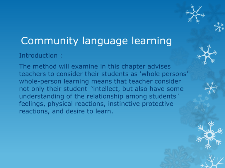 Community Language Learning (CLL) Method Overview