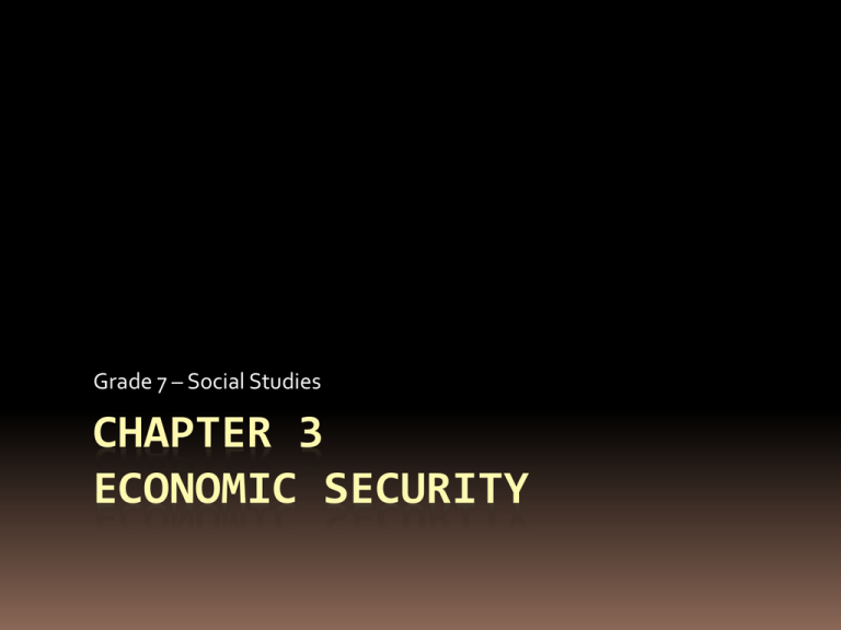 Grade 7 Social Studies: Economic Security Worksheet