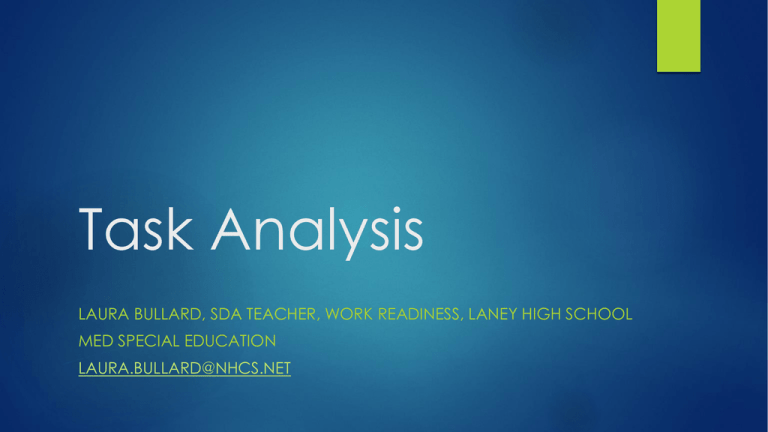 Task Analysis: A Guide for Educators