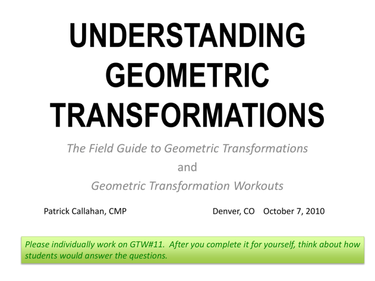 Understanding Geometric Transformations