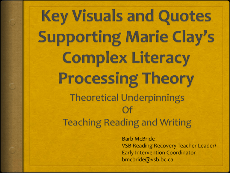 Marie Clay's Literacy Processing Theory: Key Visuals & Quotes