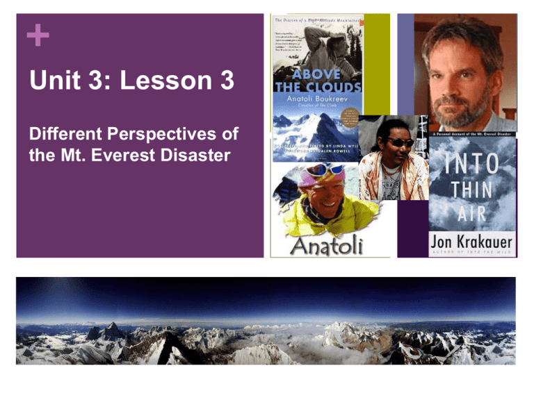 Mt. Everest Disaster: Different Perspectives Analysis