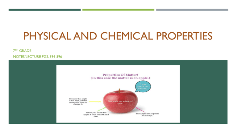 Physical & Chemical Properties: 7th Grade Lecture Notes