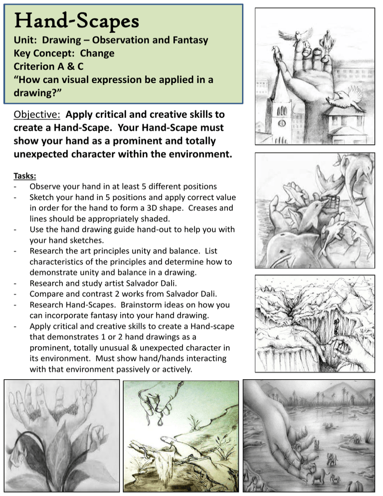 Hand-Scapes Drawing Assignment: Observation & Fantasy
