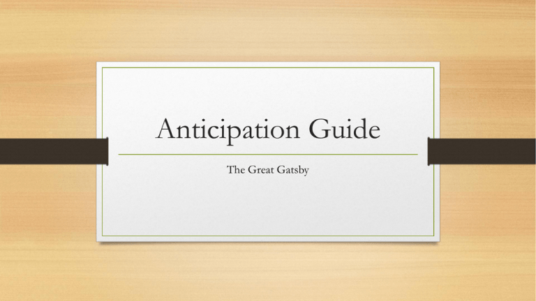 The Great Gatsby Anticipation Guide