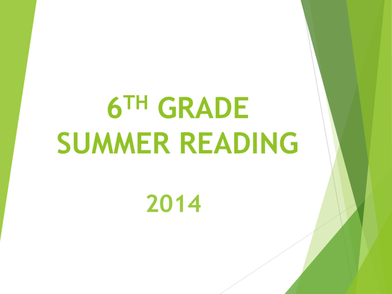 JR. HIGH SUMMER READING ASSIGNMENT