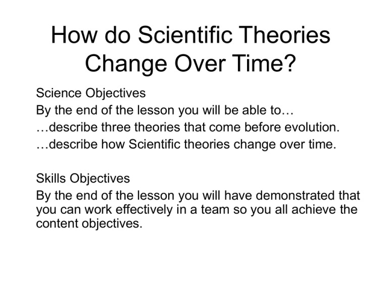 Evolution of Scientific Theories: Lesson Plan