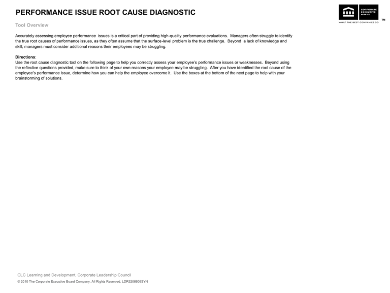 Performance Issue Root Cause Diagnostic Tool