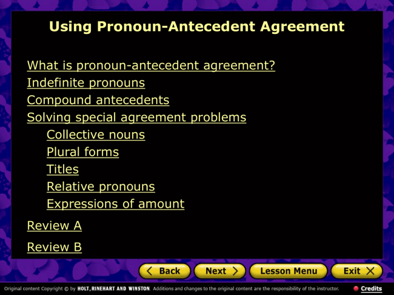 Pronoun-Antecedent Agreement: Grammar Rules & Exercises