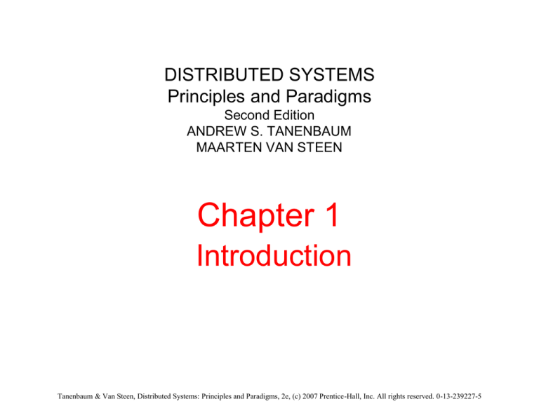 Distributed Systems: Principles and Paradigms - Introduction