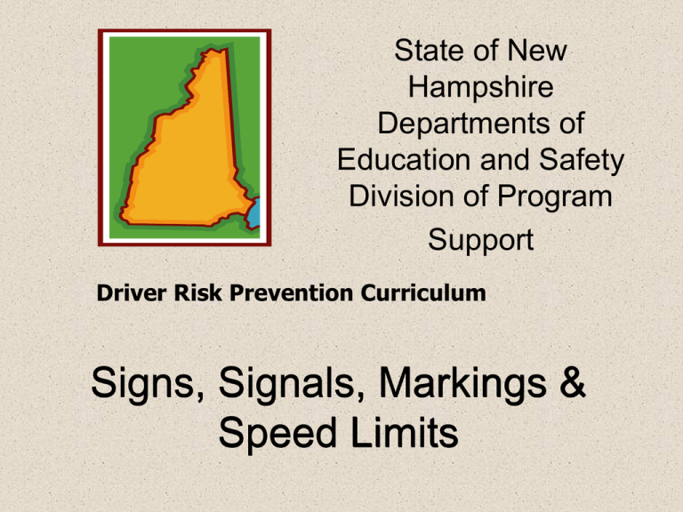 NH Driver's Ed: Signs, Signals, Markings & Speed Limits