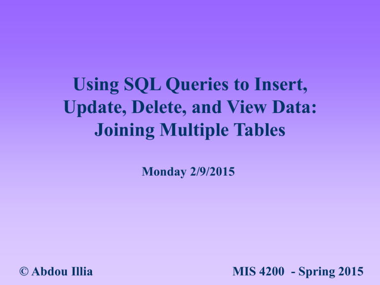 Joining Multiple Tables Set Operators Views