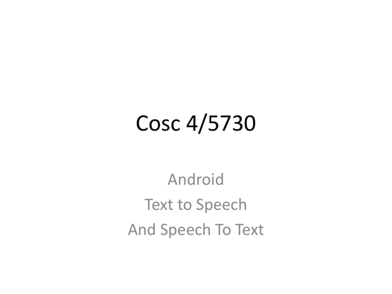 Android Text to speech And Speech To Text