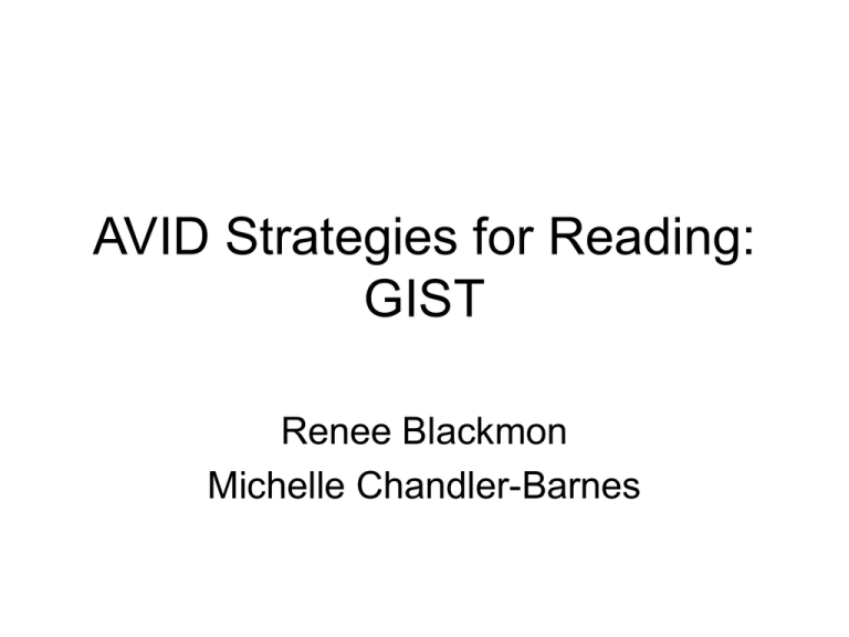 GIST Reading Strategy: AVID Comprehension Technique