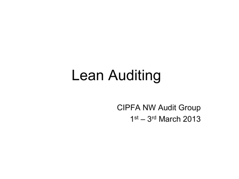 Workshop 2: Lean Auditing