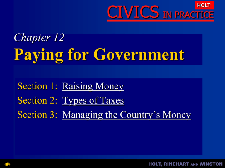 Civics: Paying for Government - Taxes & Money Management