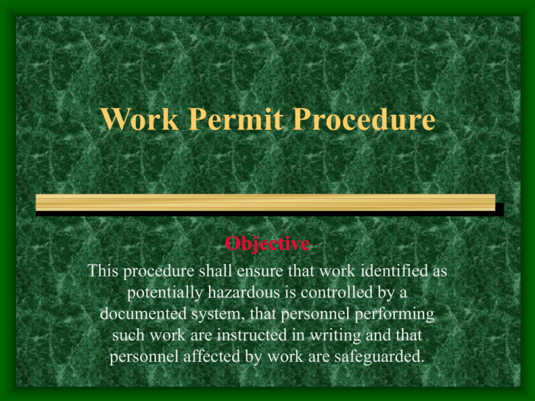 Work Permit Procedure: Safety & Risk Management