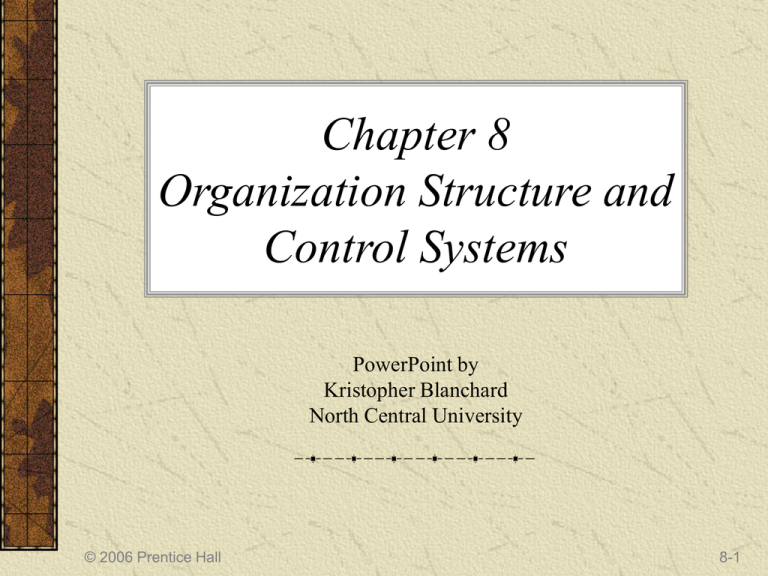 Chapter 8 Organization Structure and Control Systems