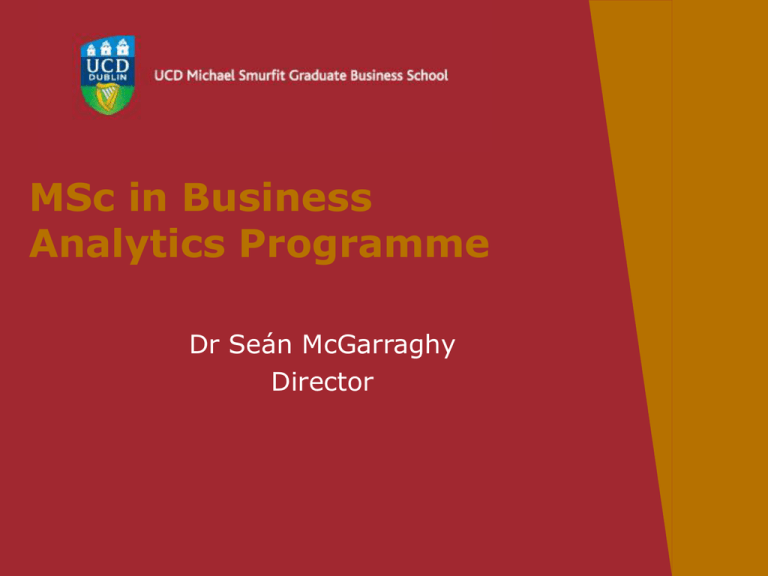 MSc Business Analytics Program Overview