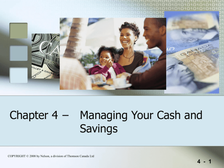 Cash Management & Savings: Chapter 4 Overview