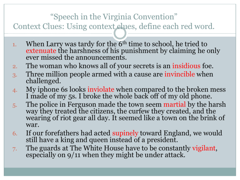 Speech in the Virginia Convention: Rhetorical Devices