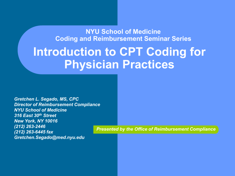 CPT Coding for Physician Practices: An Introduction