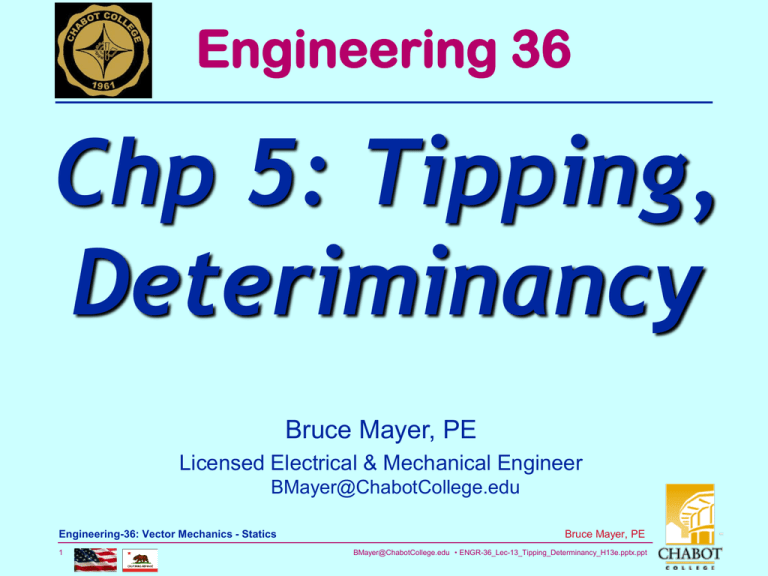 Tipping & Determinacy in Statics - Engineering Presentation