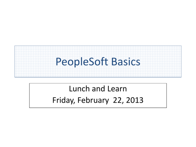 PeopleSoft Basics