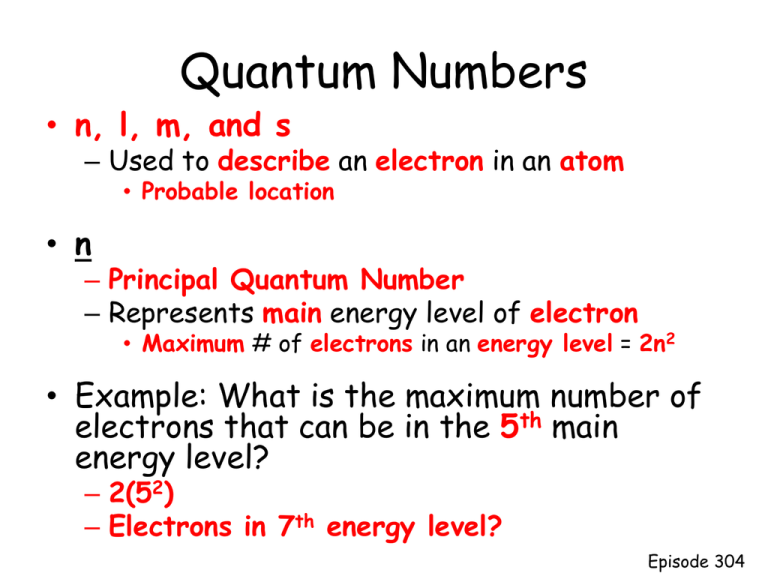 Quantum Numbers & Electron Configuration Presentation