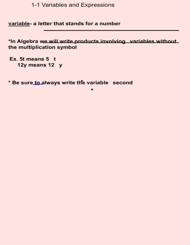 Variable Expression Variable Expression